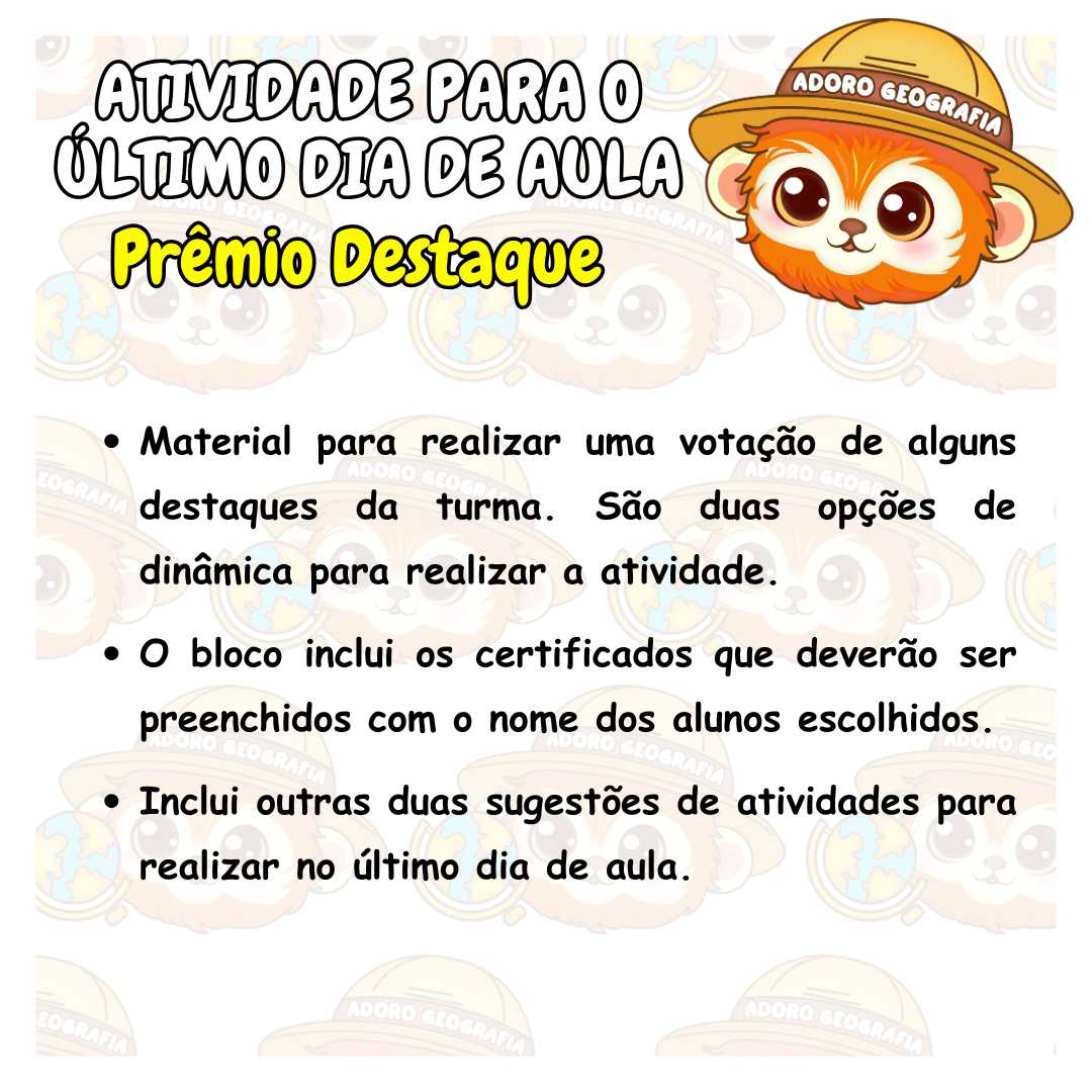 Último Dia de Aula: Prêmio Destaque 2025 – Adoro Geografia